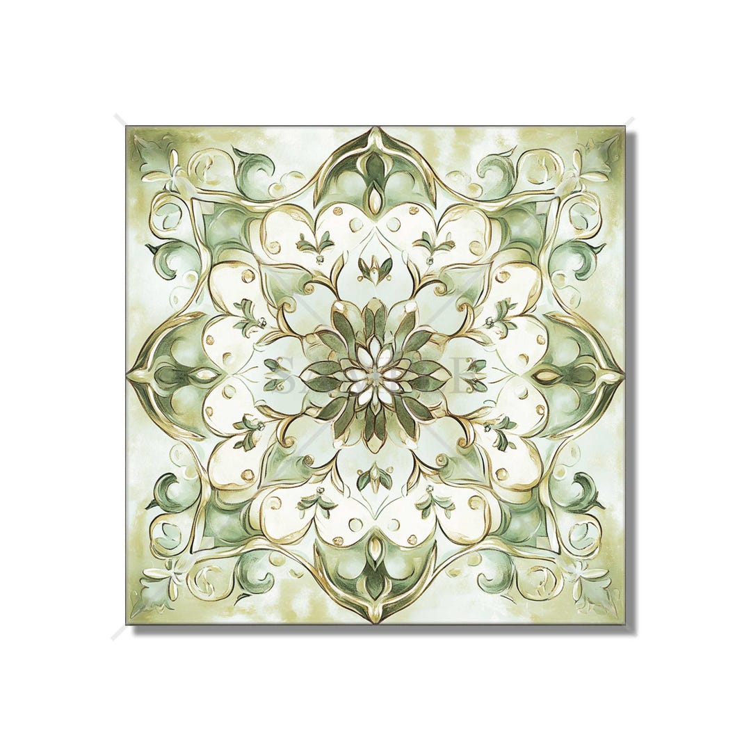 Light Green Ceramic Tile Vintage Design Tile - Light Green Kitchen ...