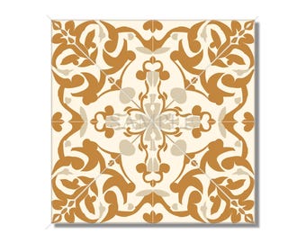 Yellow and White Patterned Ceramic Tile Design Kitchen Backsplash Tile ...