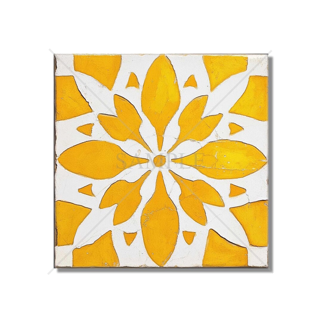 Yellow and White Ceramic Tile - Yellow Kitchen Tile - Yellow Backsplash ...