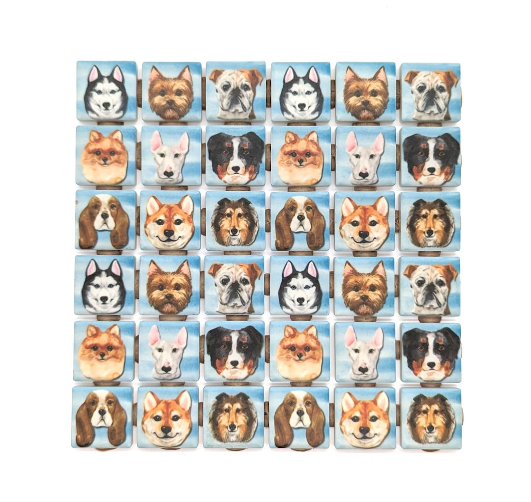Dog Faces Mosaic Set 2 Ceramic Mosaic Tiles 36 Pieces Dogs Mosaic Tile ...