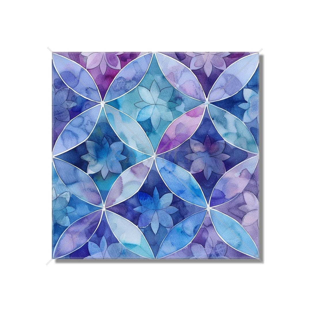 Blue Purple Patterned Ceramic Tile - Patterned Kitchen Backsplash Tile ...
