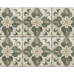 Ceramic Tile Sage Green Patterned Vintage Design Kitchen Backsplash ...