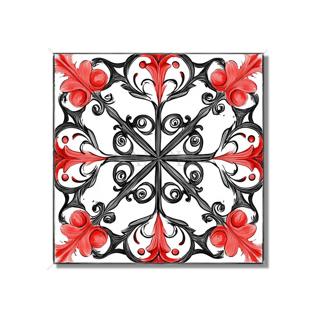 Red Black Decorative Ceramic Tile - Unique Red Kitchen Backsplash Tile ...