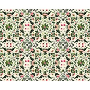 Pink and Green Floral Ceramic Tile - Cottage Kitchen Backsplash Tile ...