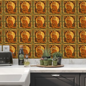 Orange Cat Ceramic Tile - Kitchen Backsplash and Bathroom Ceramic Tiles ...