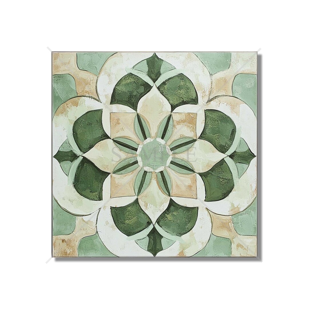 Aged Green Beige Ceramic Tile - Vintage Aged Design Tile - Unique Green ...