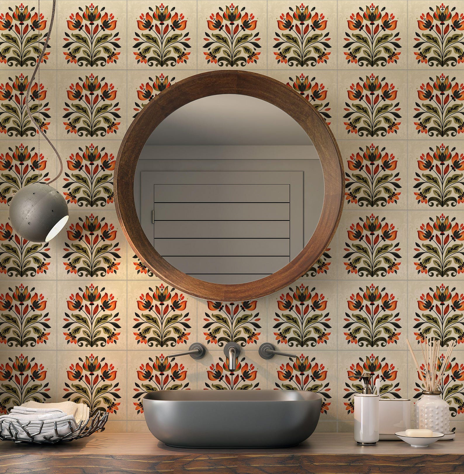 Flower Design Ceramic Tile - Kitchen Backsplash Tile Floral Design ...