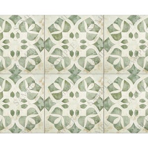 Green Patterned Ceramic Tile - Vintage Moroccan Design Green Kitchen ...