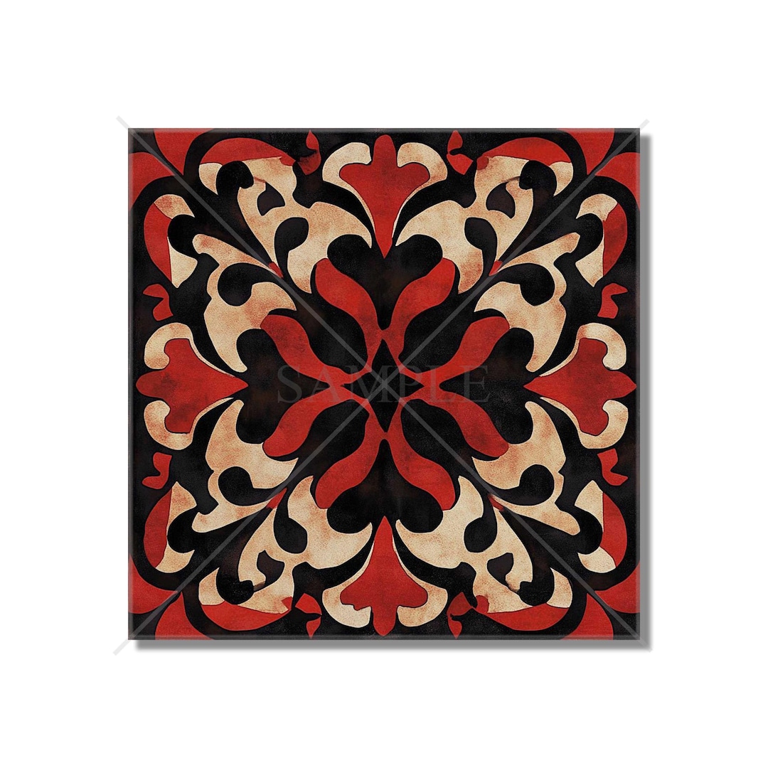 Red Decorative Ceramic Tile - Unique Red Kitchen Backsplash Tiles - Red ...