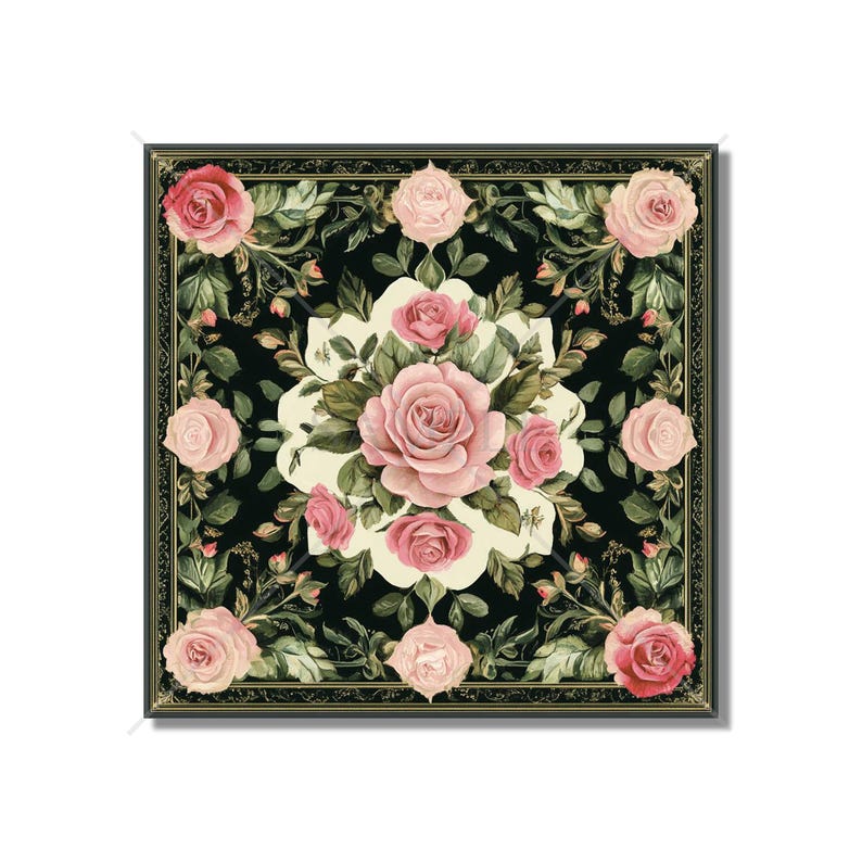 Vintage Pink Roses Design Ceramic Accent Tile Floral Design Kitchen ...