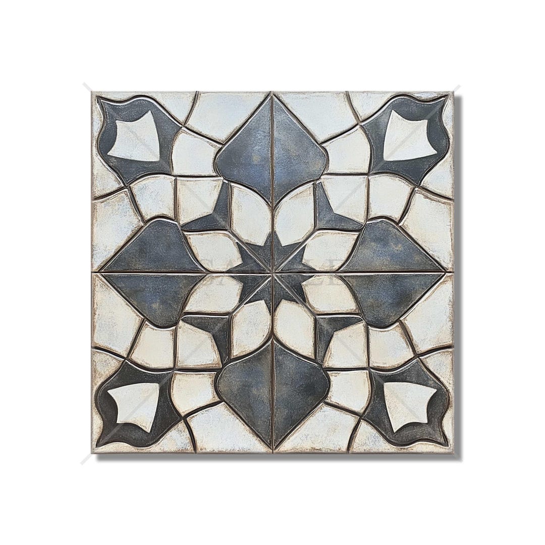 Ceramic Tile Blue Grey Antique White Patterned Vintage Design Kitchen ...