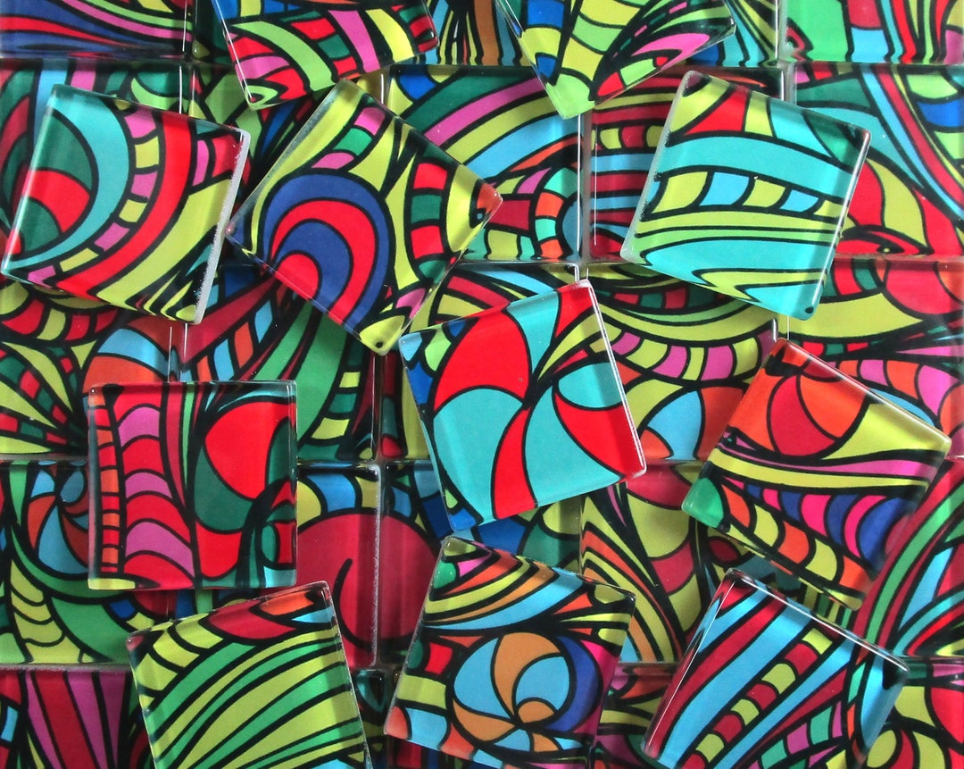 Bright Colors Funky Glass Mosaic Tiles Glass Mosaic Tiles - Etsy