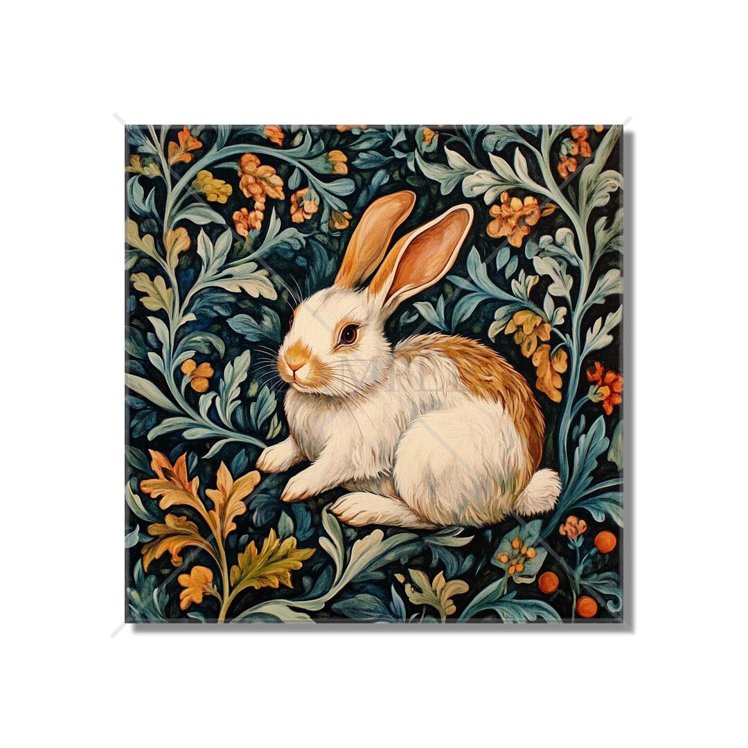 William Morris Vintage Woodland Rabbit Ceramic Tile Decorative Rabbit ...