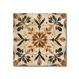 Warm Colors Botanical Ceramic Tile Patterned Kitchen Backsplash Tile ...