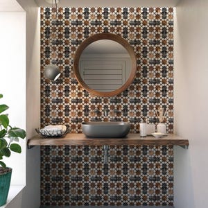 Unique Patterned Ceramic Tile - Rust Copper Black Kitchen Backsplash ...