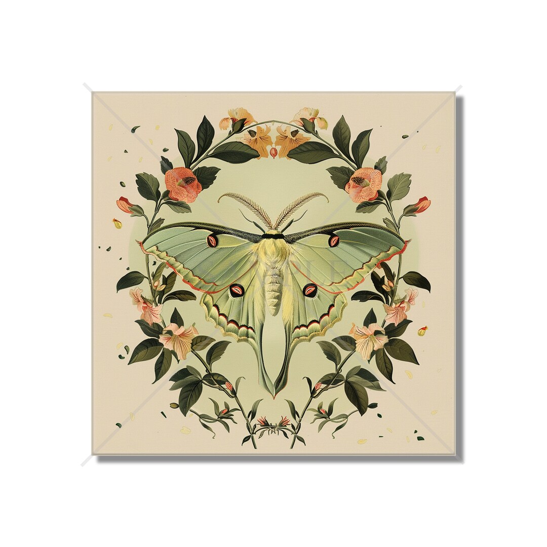 Vintage Botanical Luna Moth Design Ceramic Tile - Kitchen Backsplash ...