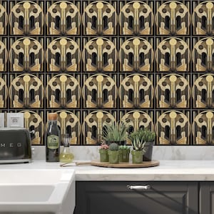 Art Deco Kitchen Backsplash Tile Vintage Art Deco Design Ceramic Tile ...