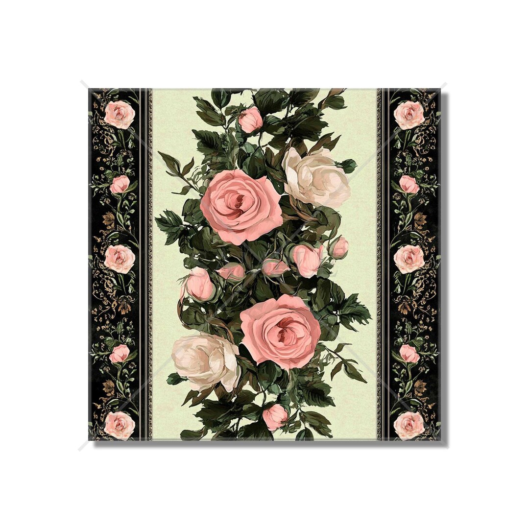Vintage Pink Roses Design Ceramic Accent Tile Floral Design Kitchen ...