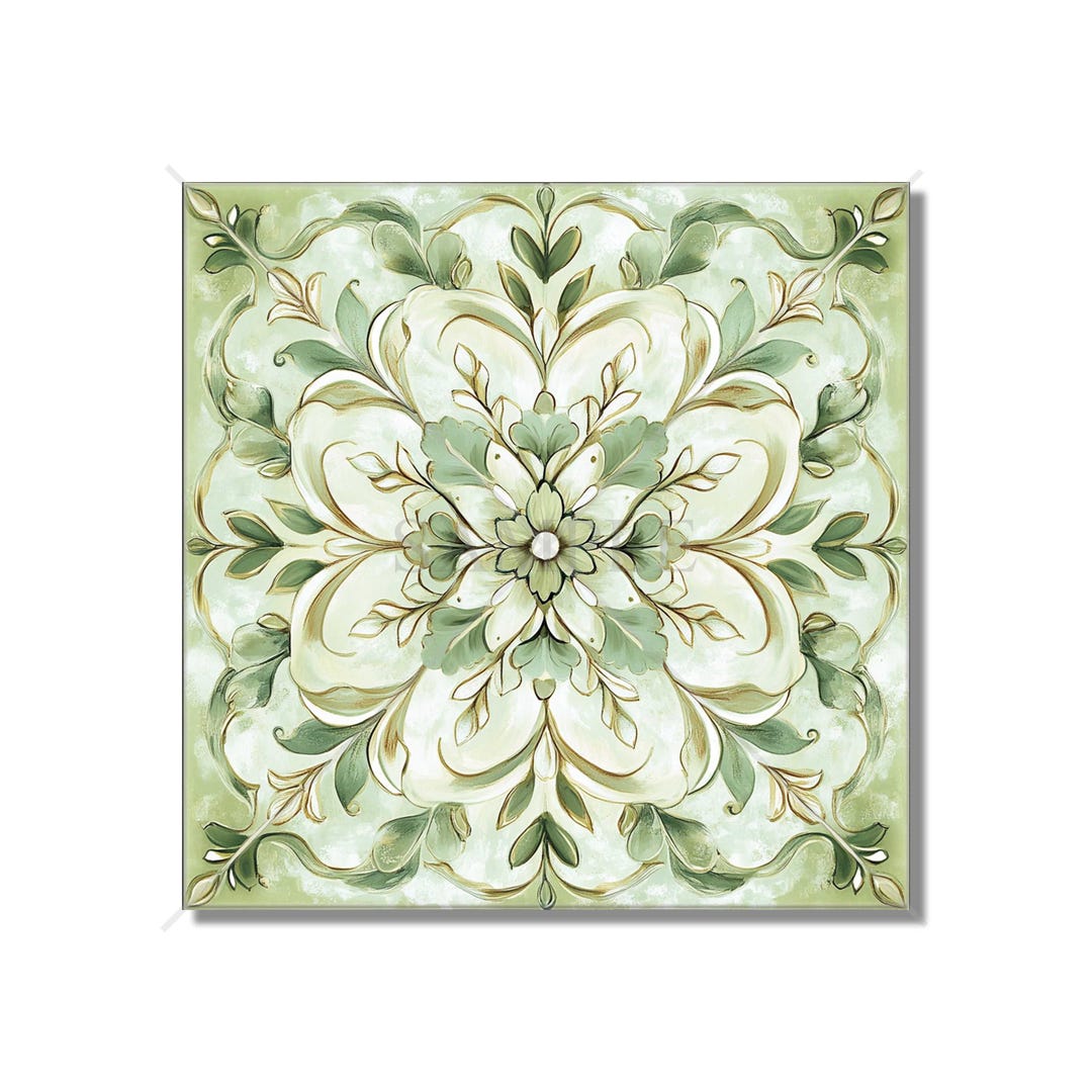Light Green Ceramic Tile Vintage Design Tile - Light Green Kitchen ...