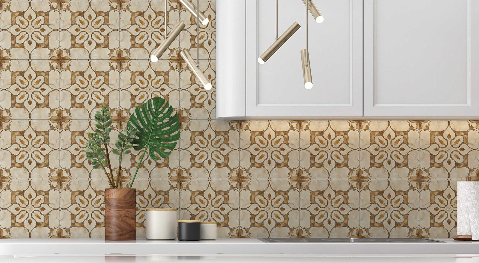 Ceramic Tile Neutral Tones Unique Patterned Kitchen Backsplash Tile ...
