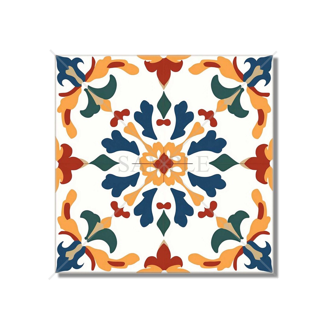 Multi Colored Italian Design Ceramic Tile Blue Yellow Green Red Kitchen ...
