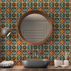 Bright Multi Colored Ceramic Tile - Bright Colors Kitchen Tile - Unique ...