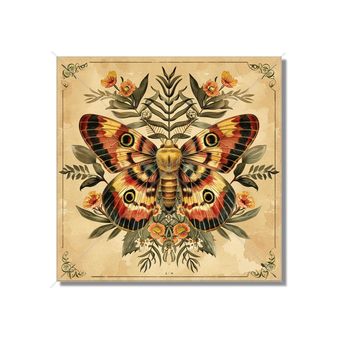 Vintage Moth Design Ceramic Tile - Kitchen Backsplash Tile - Bathroom ...