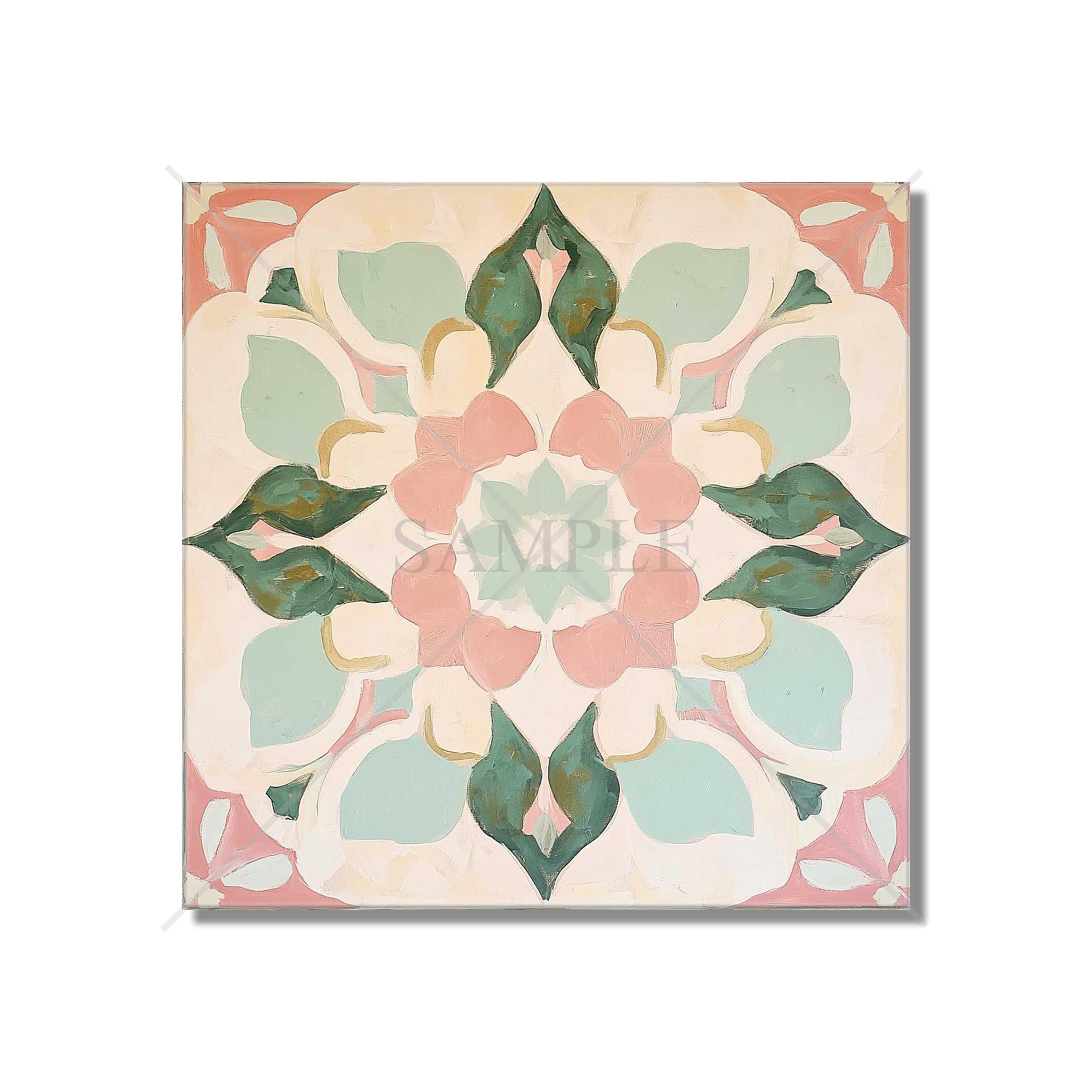 Vintage Pink and Green Design Ceramic Tile - Kitchen Backsplash Tile ...