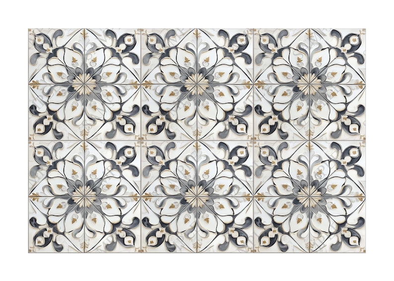 Ceramic Tile Gray Patterned Vintage French Design Ceramic Tiles Gray ...