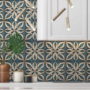 Ceramic Tile Blue Cream Patterned Tiles Unique Kitchen Backsplash Tile ...