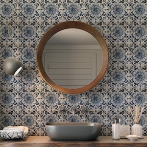 Blue White Grey Ceramic Tile - Vintage Moroccan Tile Design - Kitchen ...