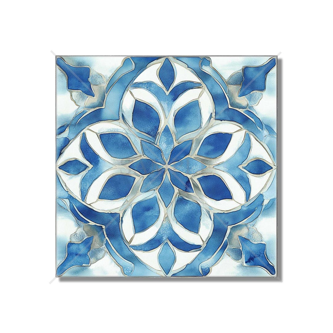 Blue and Beige Ceramic Tile - Blue Unique Kitchen Backsplash Tile ...