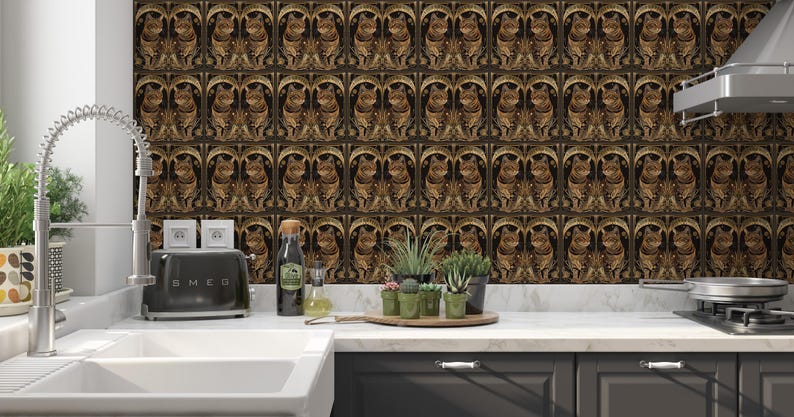 Tiger Striped Cat Ceramic Tile - Kitchen Backsplash and Bathroom ...