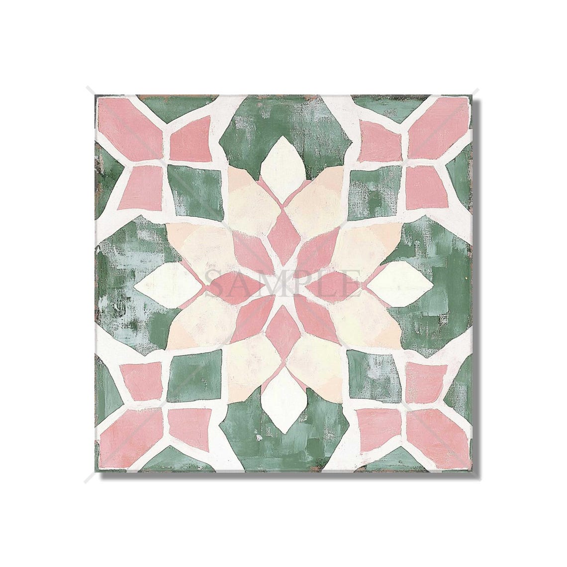 Pink and Green Vintage Design Ceramic Tile - Kitchen Backsplash Tile ...