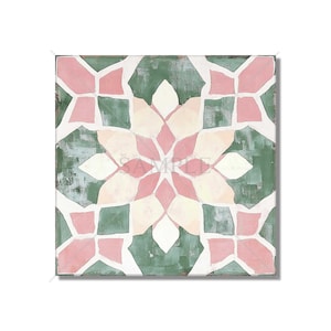 Pink and Green Vintage Design Ceramic Tile - Kitchen Backsplash Tile ...