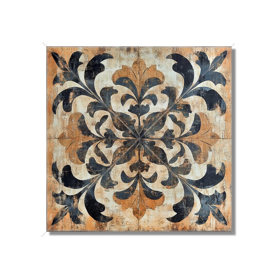 Black Tan Rust Ceramic Tile - Vintage French Tile Design - Black ...