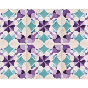Blue and Purple Patterned Ceramic Tile - Unique Patterned Kitchen ...
