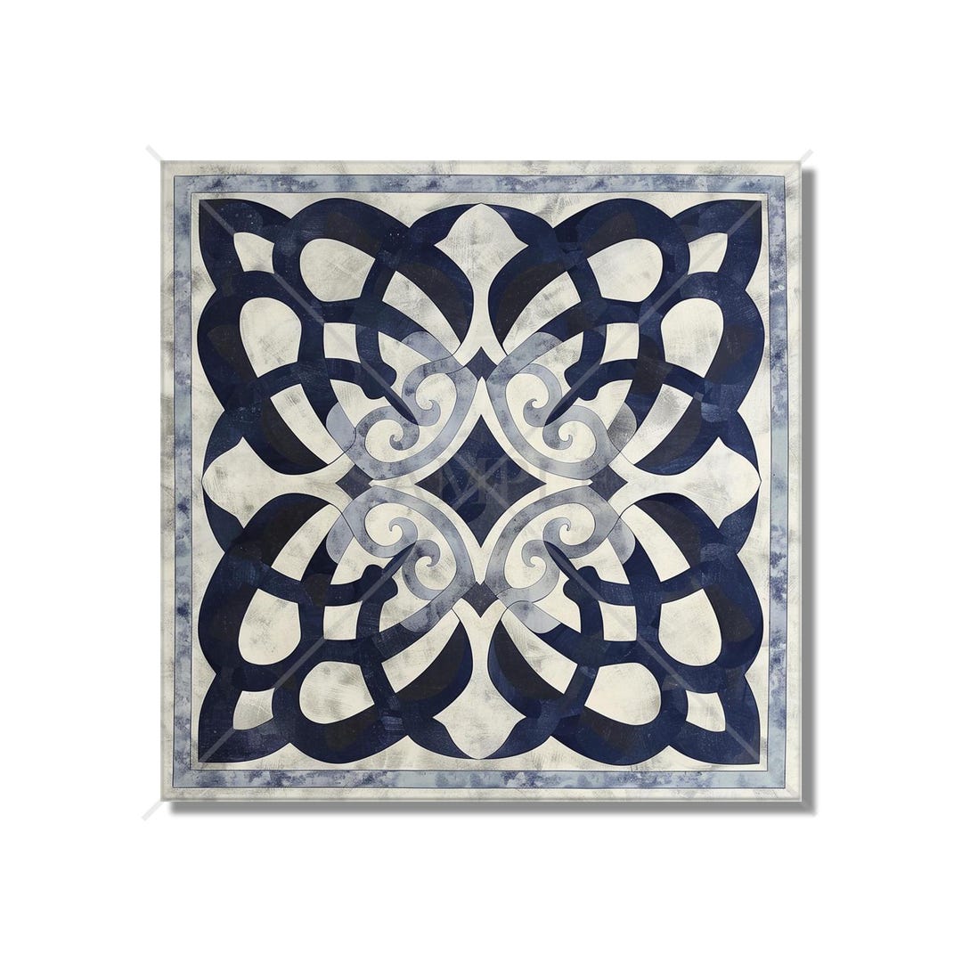 Navy Blue Ceramic Tile - Vintage Moroccan Tile Design - Kitchen ...
