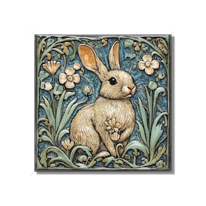 Bunny Rabbit Ceramic Tile - Vintage Design Rabbit Ceramic Tile - Rabbit ...