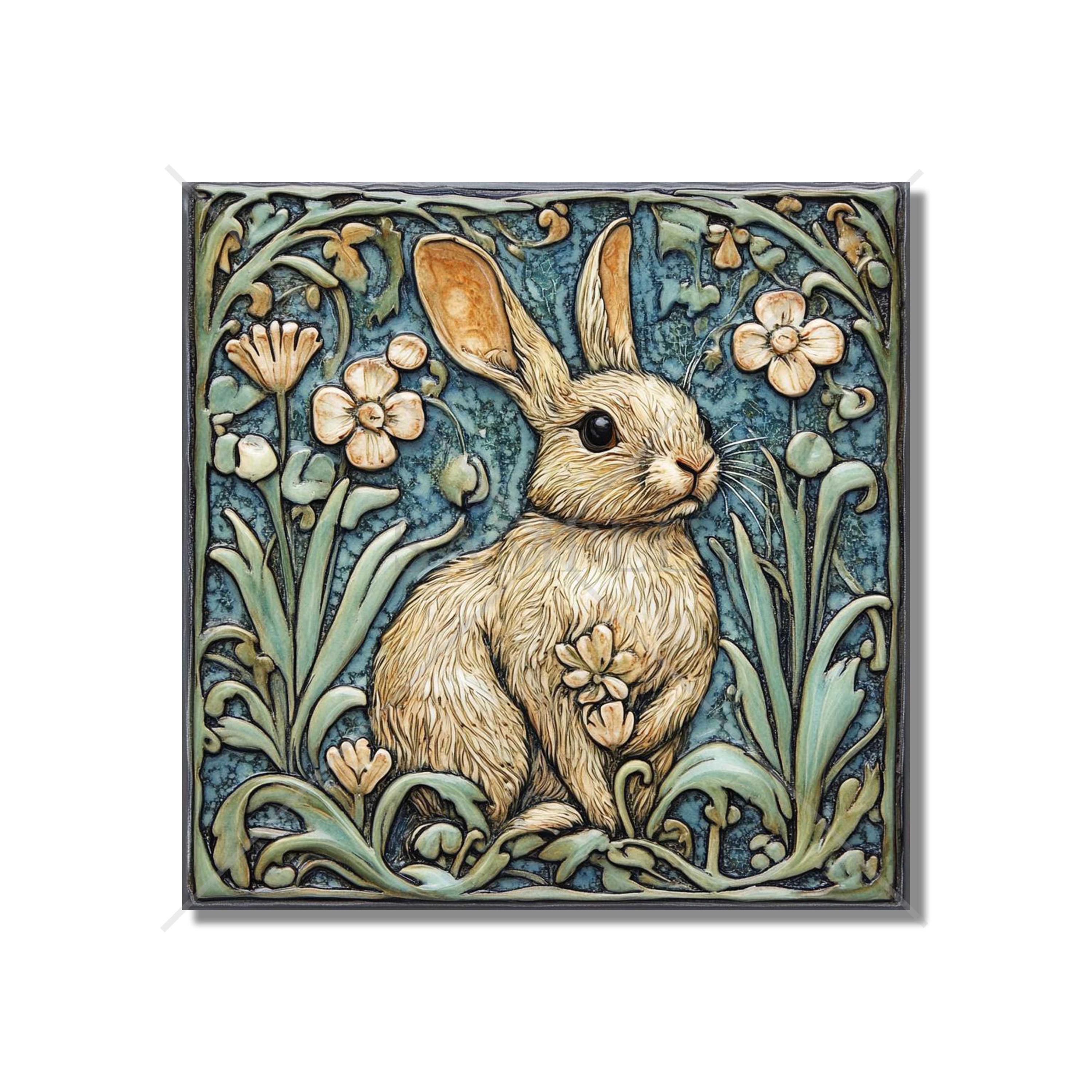 Bunny Rabbit Ceramic Tile - Vintage Design Rabbit Ceramic Tile - Rabbit ...