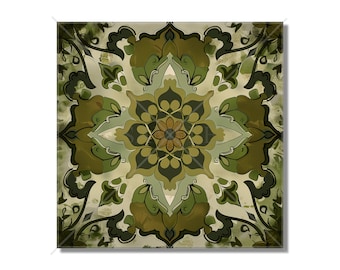 Blue and Orange Patterned Ceramic Tile Vintage Moroccan Tile Design ...