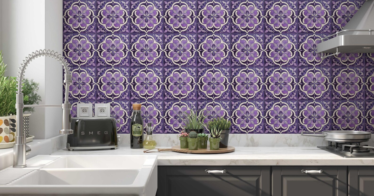 Lavender Purple Ceramic Tile - Purple Kitchen Backsplash Tile - Purple ...