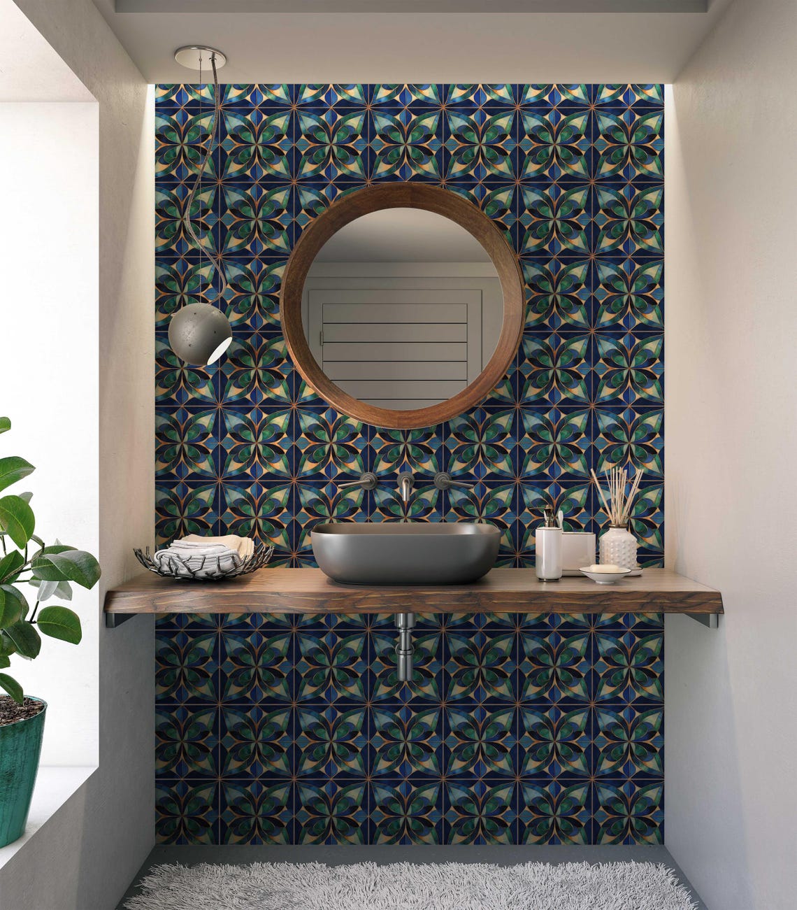 Modern Blue and Green Ceramic Tile - Design Kitchen Backsplash Tile ...