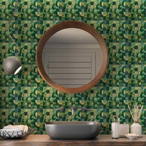 Artsy Ceramic Tile Green Abstract Mosaic Design - Modern Kitchen ...