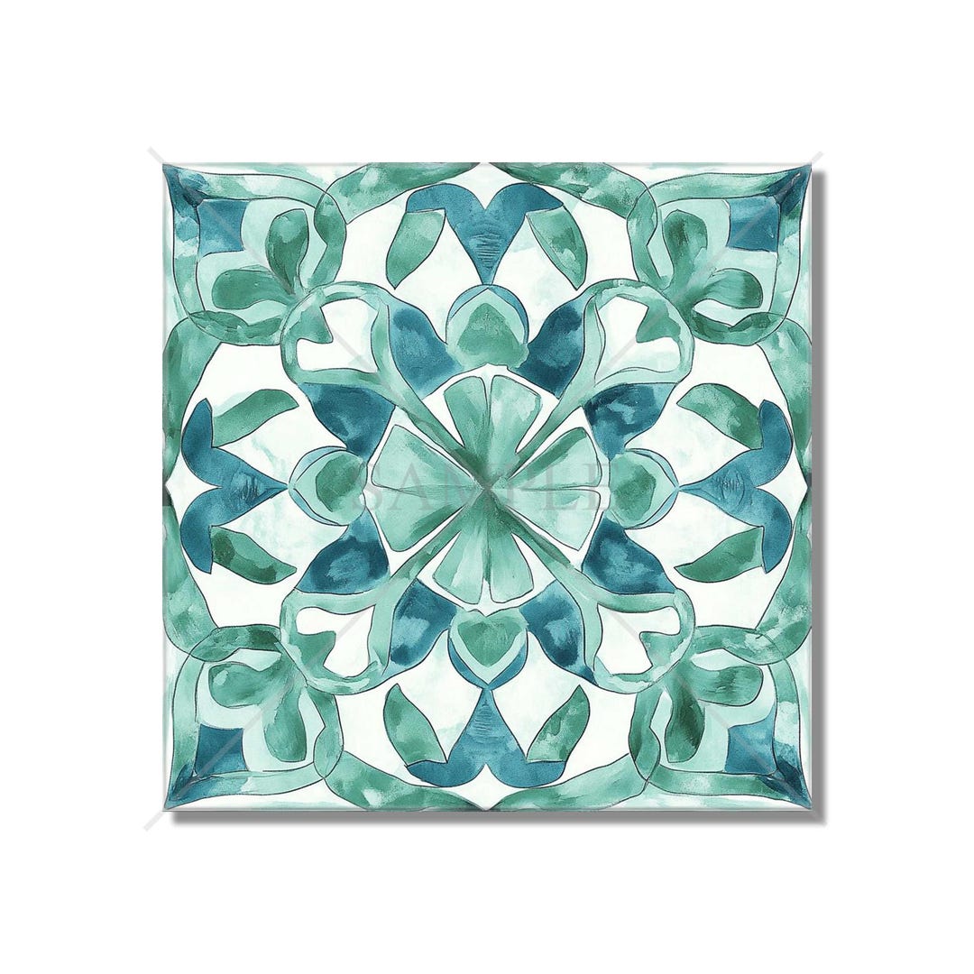Ocean Blue Green Ceramic Tile - Vintage Moroccan Tile Design - Unique ...