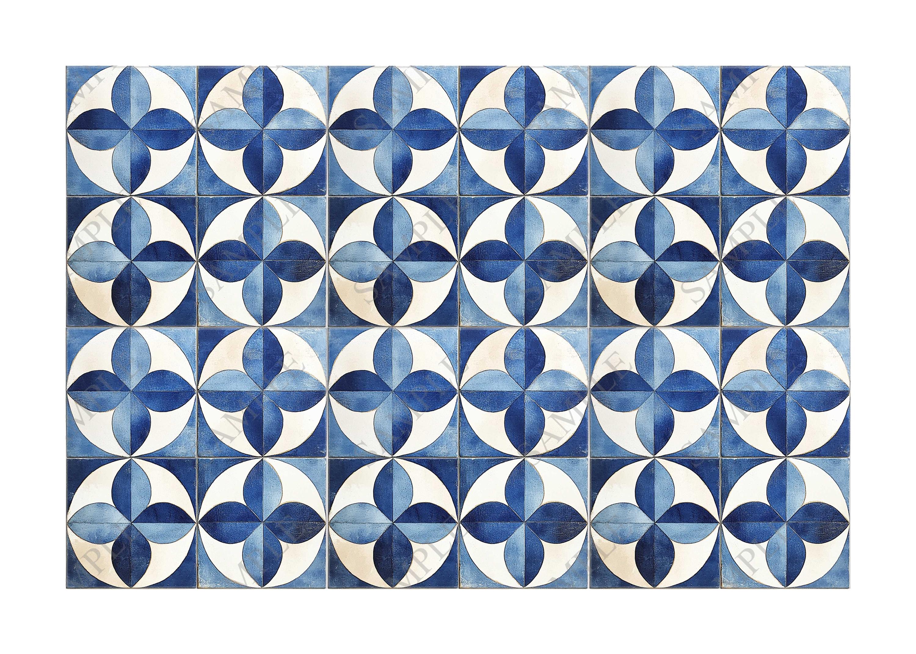 Blue and White Geometric Design Ceramic Tile - Unique Blue Kitchen ...