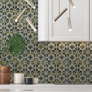Green Beige Ceramic Tile - Vintage Moroccan Tile Design - Kitchen ...