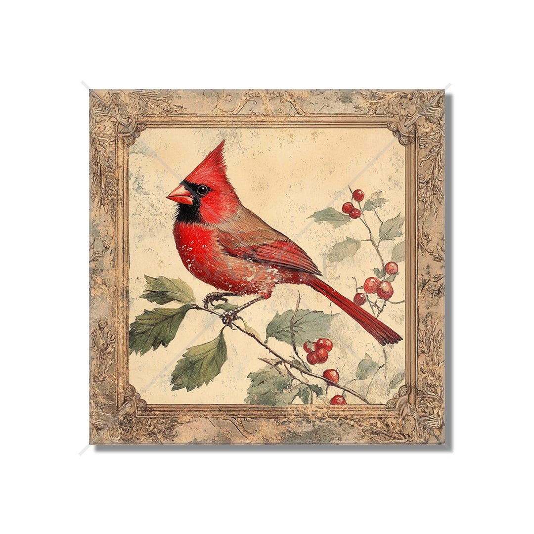 Vintage Bird Design Ceramic Tile - Ceramic Tiles With Birds Cardinal ...