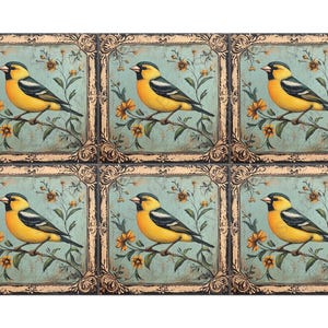 Vintage Bird Design Ceramic Tile - Ceramic Tiles With Birds - Bird ...