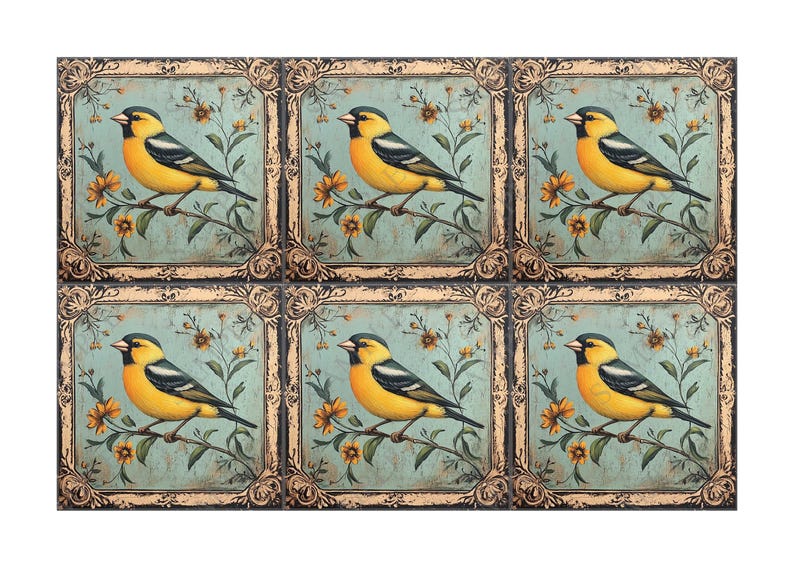 Vintage Bird Design Ceramic Tile - Ceramic Tiles With Birds - Bird ...